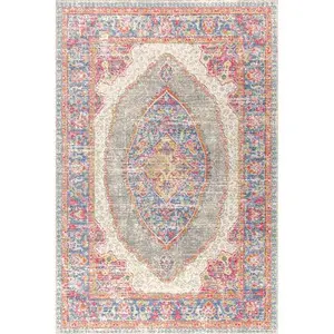 JONATHAN Y Kilia Medallion Area Rug - Fuchsia/mustard/indigo