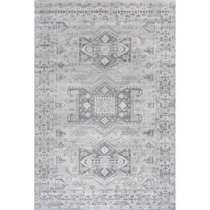 JONATHAN Y Modern Persian Vintage Medallion Area Rug - Light Grey