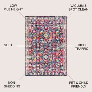 JONATHAN Y Modern Persian Boho Floral Area Rug - Multi/purple