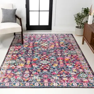 JONATHAN Y Modern Persian Boho Floral Area Rug - Multi/purple