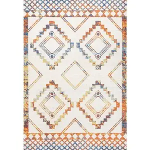 JONATHAN Y Amir Moroccan Beni Souk Area Rug - Ivory/blue/orange