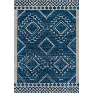 JONATHAN Y Amir Moroccan Beni Souk Area Rug - Navy/ivory