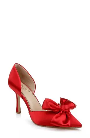 Badgley Mischka Sidney Pointed Toe D'orsay Pump - Red Satin
