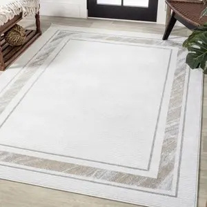 JONATHAN Y Athens Classic Border Marble Pattern High-low Area Rug - Silver/gold