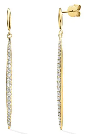 Hearts On Fire Classic Diamond Stiletto Drop Earrings - Yellow Gold/ Diamond