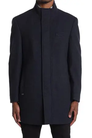 Hart Schaffner Marx Genoa Wool-blend Twill Overcoat - Navy