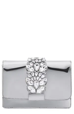 Nina Nina Kaia Embellished Clutch Silver
