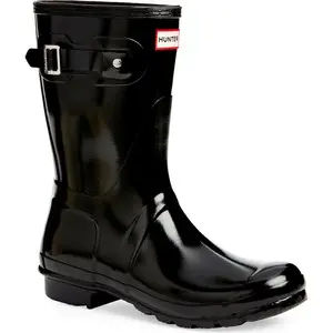 Hunter Hunter Original Tour Short Gloss Packable Rain Boot Black