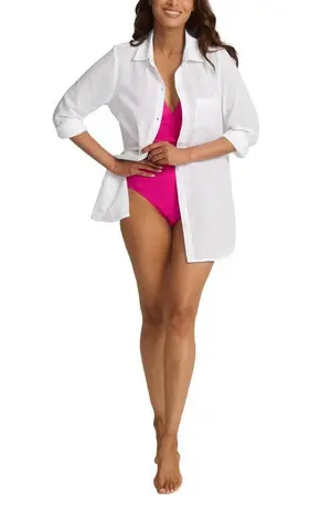 Tommy Bahama Shoreline Cotton Cover-up Shirt - White