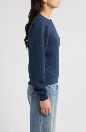 Marine Layer Corbet Quilted Sweatshirt - Navy Heather