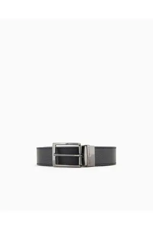 Emporio Armani Palmellato-leather Reversible Belt - Navy