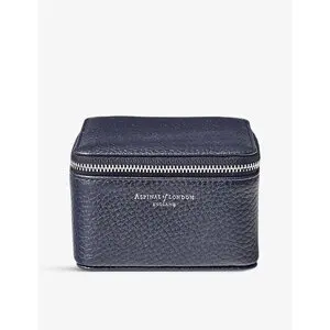 ASPINAL OF LONDON Logo-print Leather Watch And Ring Box - Navy