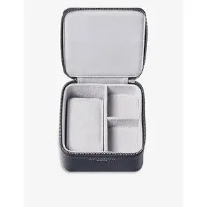 ASPINAL OF LONDON Logo-print Leather Watch And Ring Box - Navy