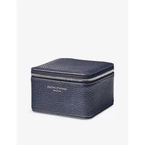 ASPINAL OF LONDON Logo-print Leather Watch And Ring Box - Navy