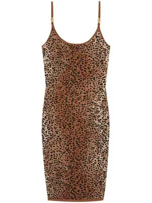 Versace Leopard-jacquard Midi Dress
