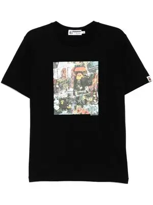 A BATHING APE Flyer-printed T-shirt - Black