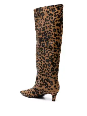 TOTEME 35mm Leopard Print Brushed Boots - Brown