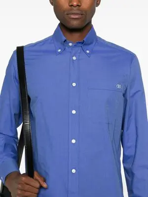 Valentino Garavani Vlogo-embroidered Shirt - Blue