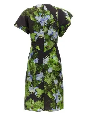 Victoria Beckham Floral Printed Midi Dress - Green