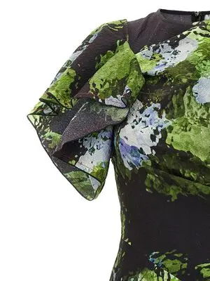 Victoria Beckham Floral Printed Midi Dress - Green