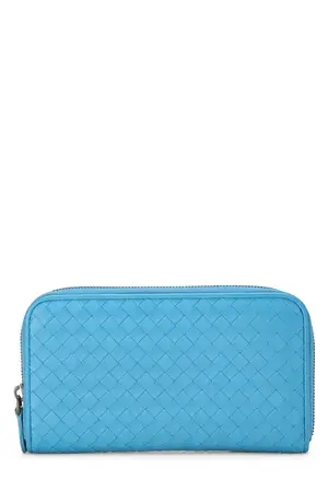 Bottega Veneta Intrecciato Zip Around Wallet - Blue