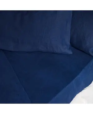 PIGLET IN BED Linen Blend Fitted Sheet, Full Atlantic