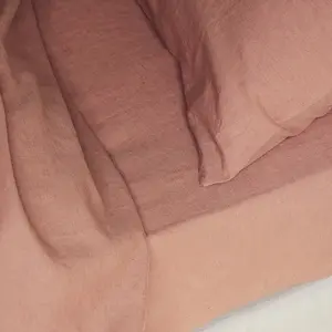 PIGLET IN BED Linen Blend Fitted Sheet, Full Warm Clay