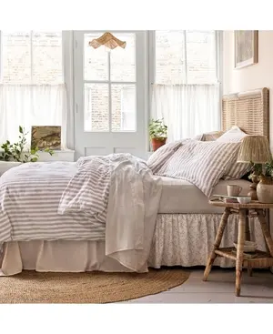 PIGLET IN BED Pembroke Stripe Linen Blend Pillowcases - Elderberry