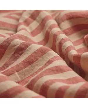 PIGLET IN BED Pembroke Stripe Linen Blend Pillowcases - Sandstone Red