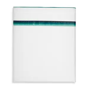 AMALIA HOME COLLECTION Lagos Gradient Egyptian Cotton Sateen Flat Sheet, Queen Exclusive - White/esmerald