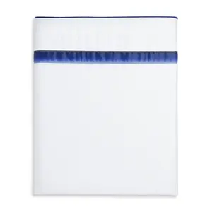 AMALIA HOME COLLECTION Lagos Gradient Egyptian Cotton Sateen Flat Sheet, Queen Exclusive - White/navy