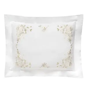 DEA LUXURY LINENS Dea Palm Beach Ibla Embroidered Sateen Standard Sham - Natural/ivory