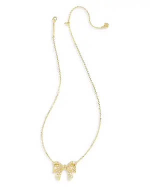 Kendra Scott Krista Cubic Zirconia & Cultured Freshwater Pearl Bow Pendant Necklace - Gold