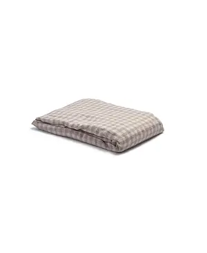 PIGLET IN BED Gingham Linen Duvet Cover - Mushroom Gingham