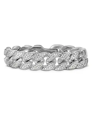 David Yurman Curb Chain Bracelet With Diamonds - Silver