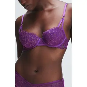 SAVAGE X FENTY Not Sorry Lightly Lined Lace Balconette Bra - Purple Gem/ Claret Metallic