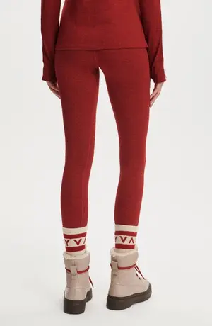 Varley Always Warm Super High Waist Base Layer Leggings - Red Dahlia Marl