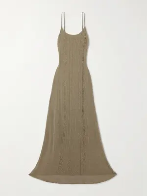 Faithfull The Brand Treillis Crocheted Cotton-blend Maxi Dress - Green