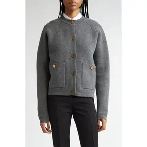 TOTEME Hammered Button Wool-cashmere Cardigan - Grey Melange