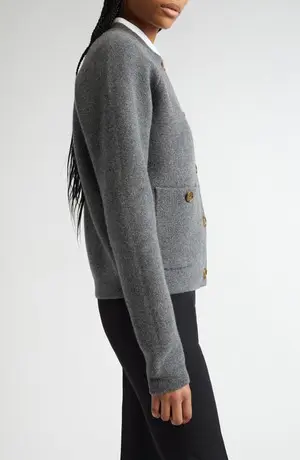TOTEME Hammered Button Wool-cashmere Cardigan - Grey Melange