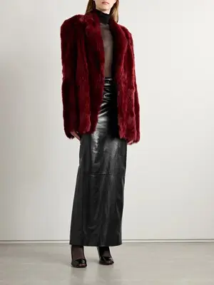 Khaite Winler Gathered Leather Maxi Skirt