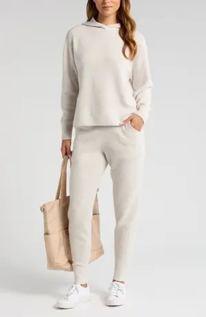 Zella Wool & Cashmere Knit Joggers - Ivory Egret Light
