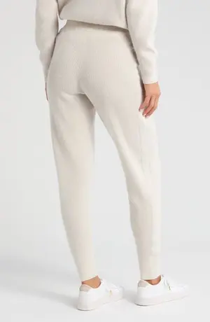 Zella Wool & Cashmere Knit Joggers - Ivory Egret Light