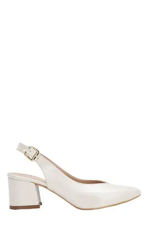 FOREVER & ALWAYS SHOES Emma Slingback Heels - Ivory