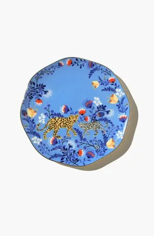 JESSIE ZHAO NEW YORK Amazon Rainforest Bone China Dessert Plate - Blue