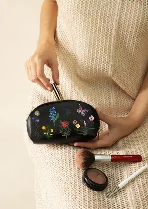 ALEPEL Hand-painted Makeup Bag - Pressed Flowers