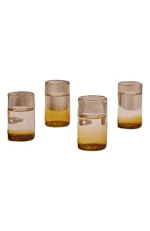 MESO GOODS Sofia Ombre Effect Glassset Of 4 - Clear & Amber