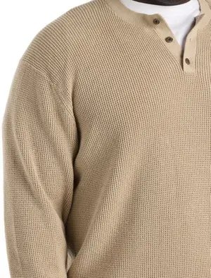 OAK HILL BY DXL Big & Tall Waffle-knit Henley Sweater