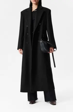 & Other Stories Longline Double Breasted Coat - Black Dark