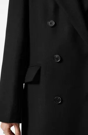 & Other Stories Longline Double Breasted Coat - Black Dark